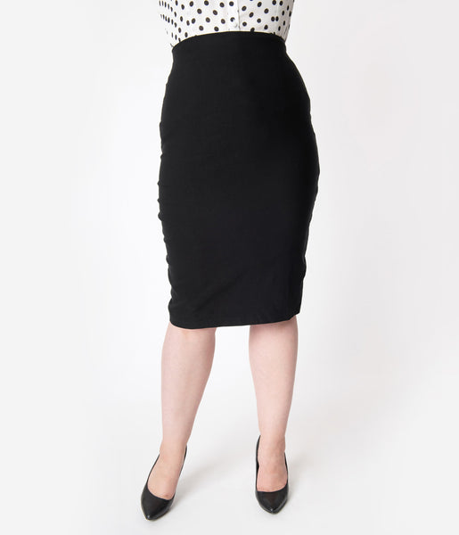 Unique Vintage Plus Size 1950s Black High Waist Tracy Wiggle Unique Vintage Plus Size 1950s Black High Waist Tracy Wiggle