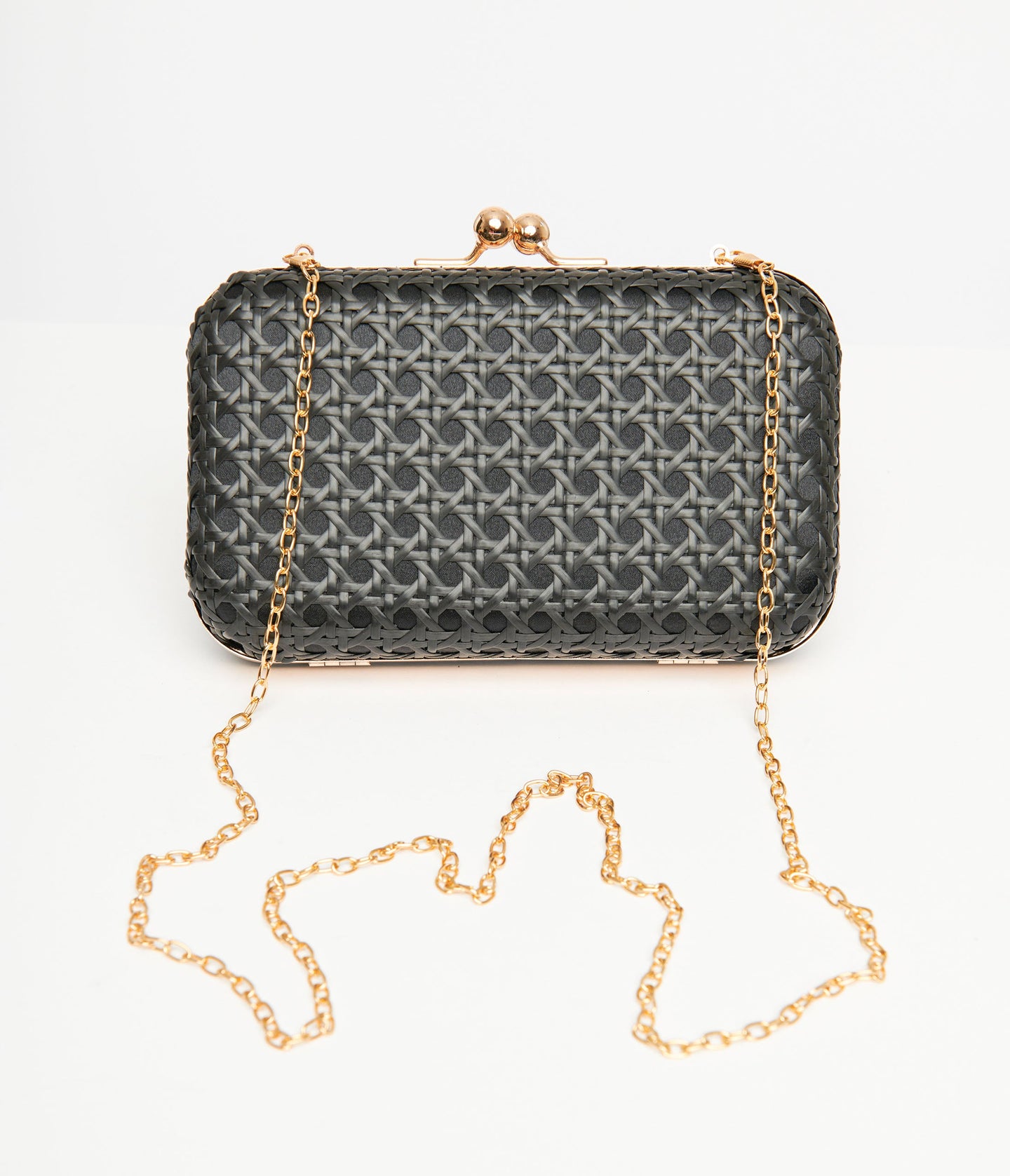 1950s Black Woven Clutch Handbag – Unique Vintage