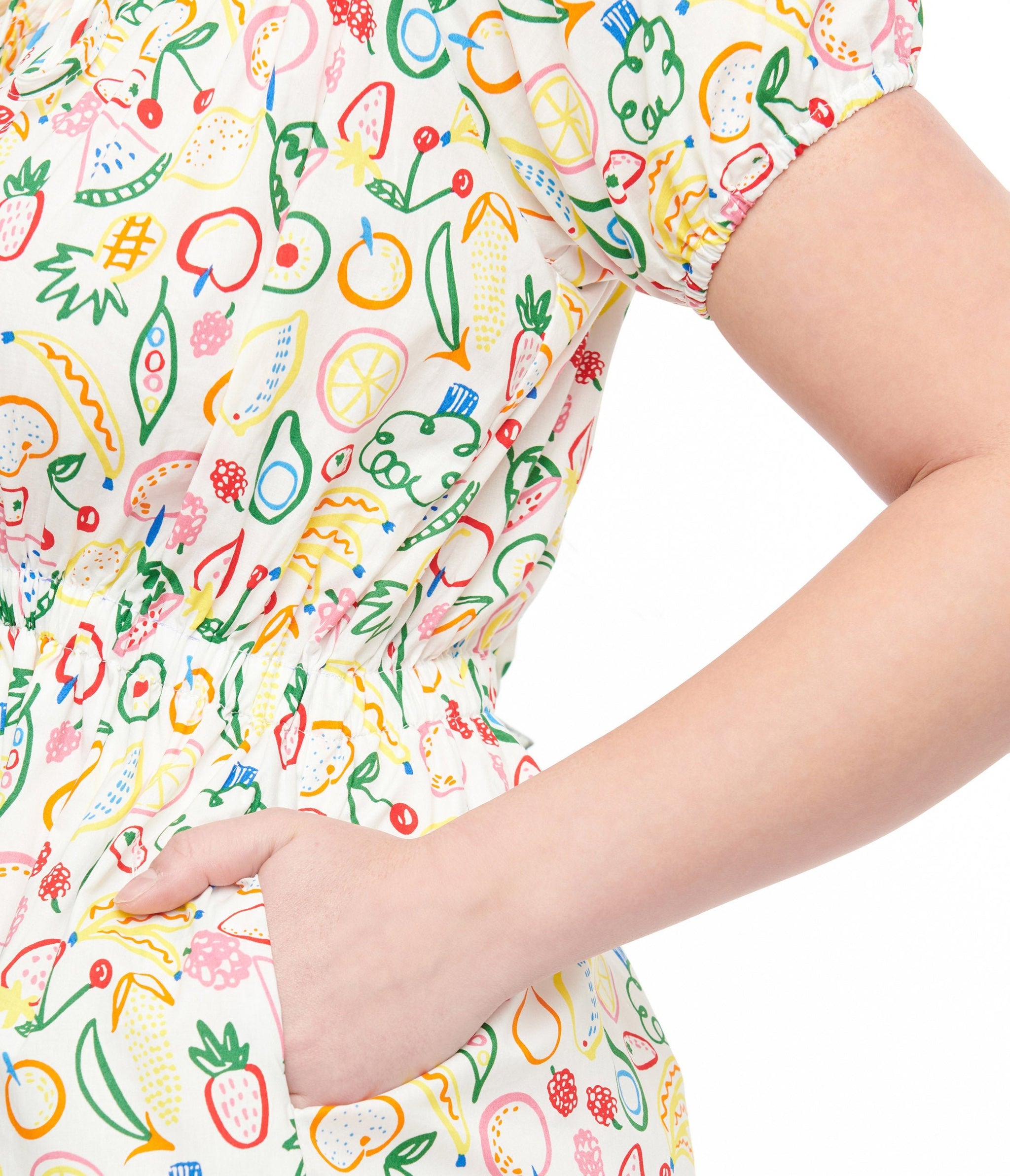 1950s White & Rainbow Fruit Print Fit & Flare Dress – Unique Vintage