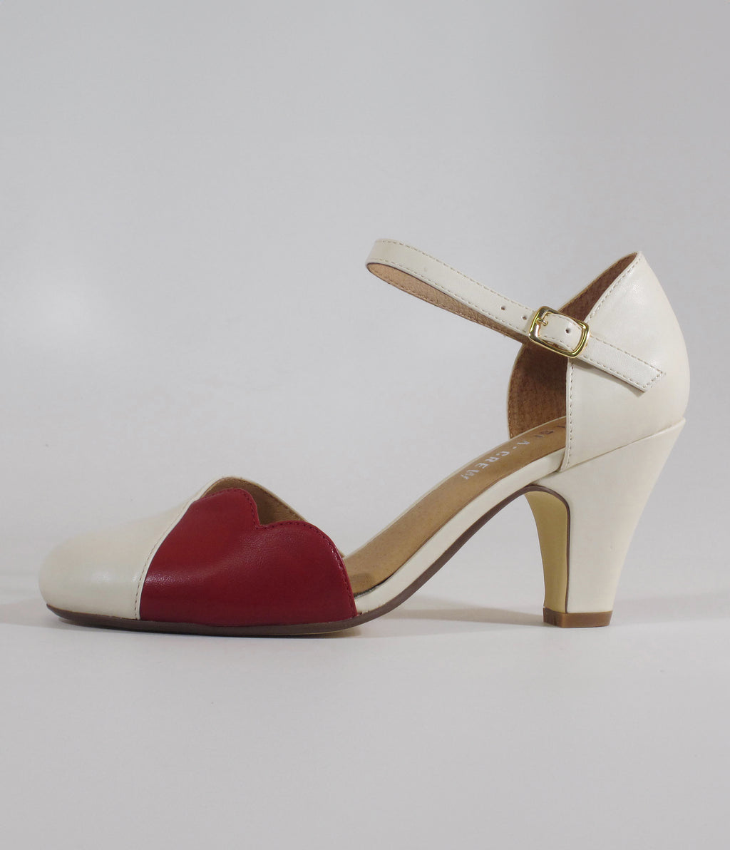 Chelsea Crew Red & Bone Lover Pumps – Unique Vintage