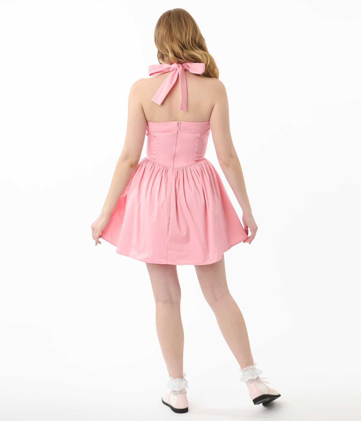 Baby Pink Halter Corset Mini Dress – Unique Vintage