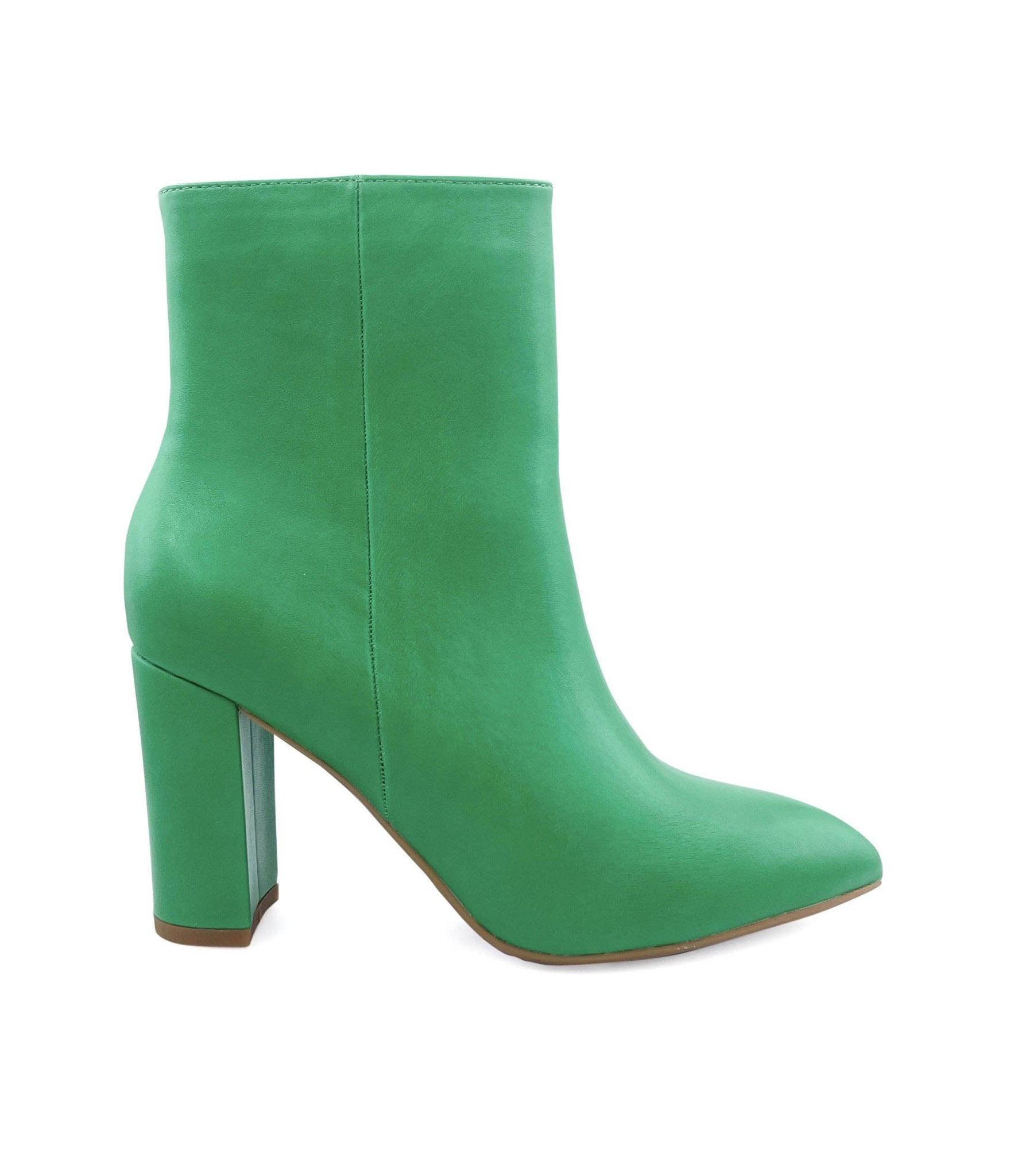 Green Leatherette Classic Booties – Unique Vintage