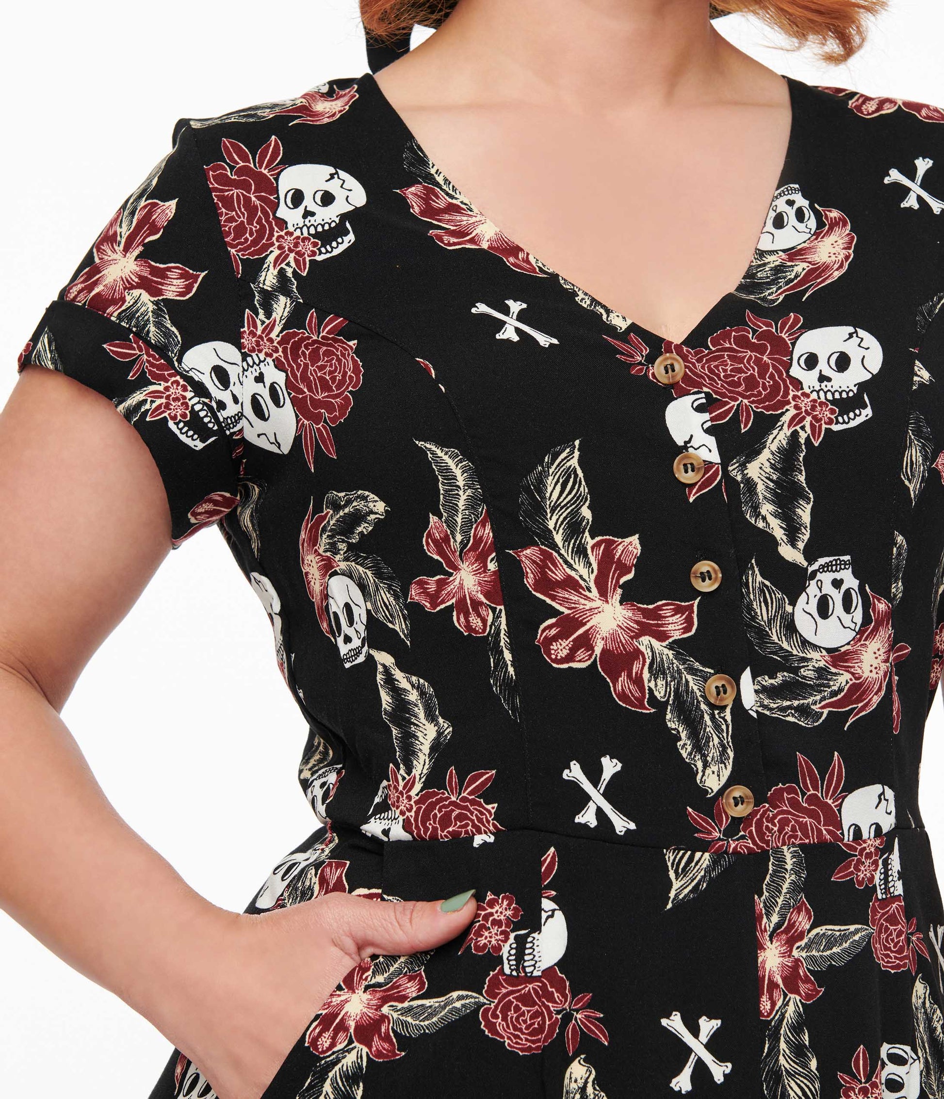 Hell Bunny Black Skull & Bone Print Alani Jumpsuit – Unique Vintage
