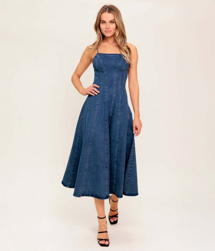Indigo Denim Vanilla Cove Midi Dress – Unique Vintage