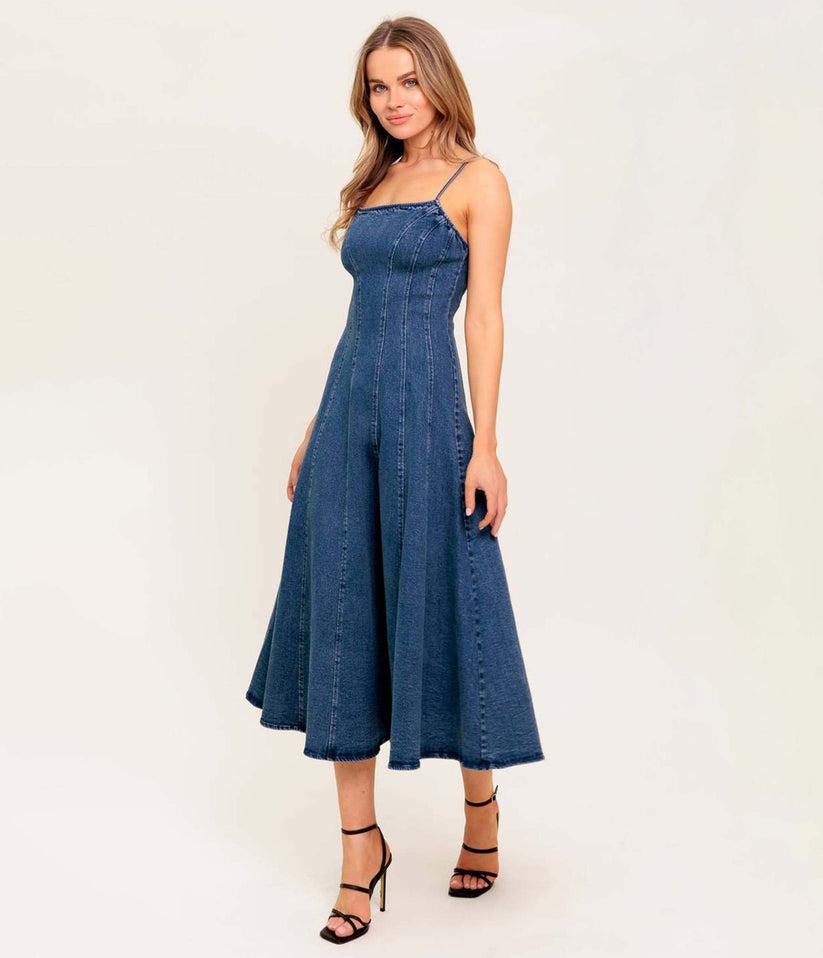 Indigo Denim Vanilla Cove Midi Dress – Unique Vintage