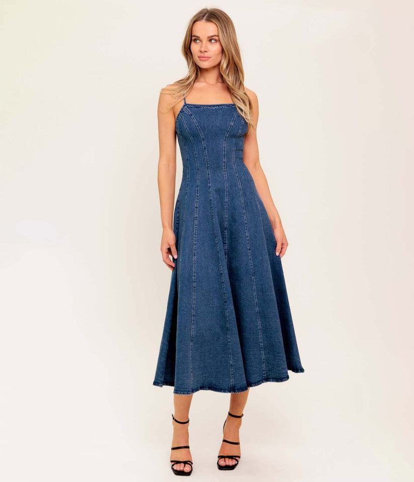 Indigo Denim Vanilla Cove Midi Dress – Unique Vintage