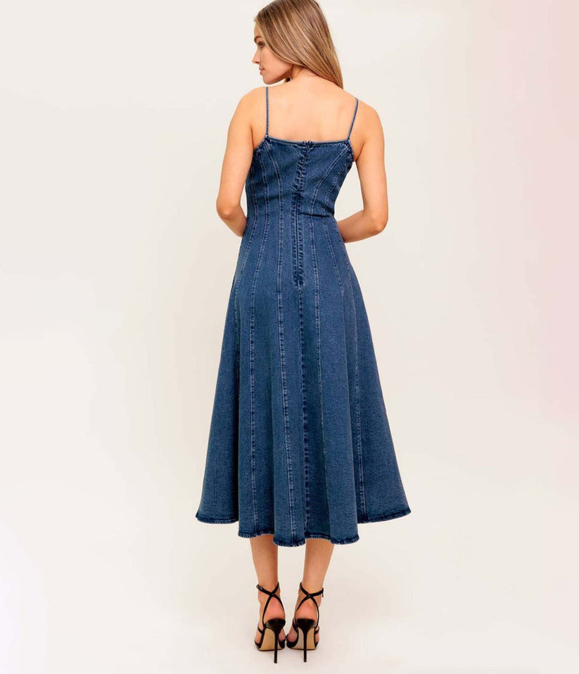 Indigo Denim Vanilla Cove Midi Dress – Unique Vintage