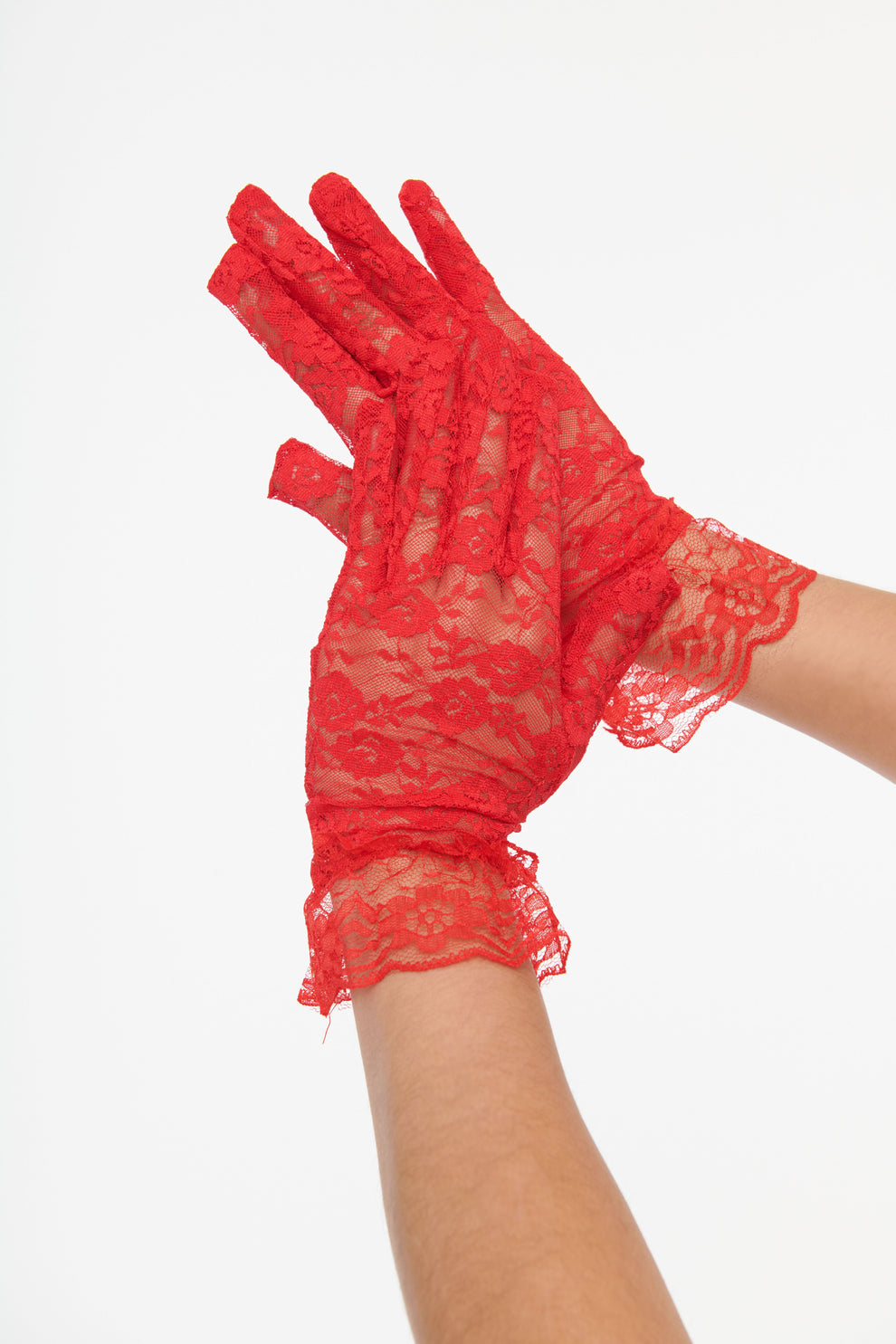 Red Lace Ruffle Gloves – Unique Vintage