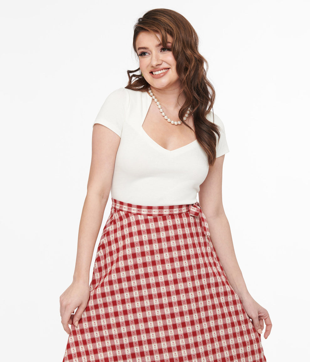 Steady 1950s White Short Sleeve Knit Sophia Top – Unique Vintage