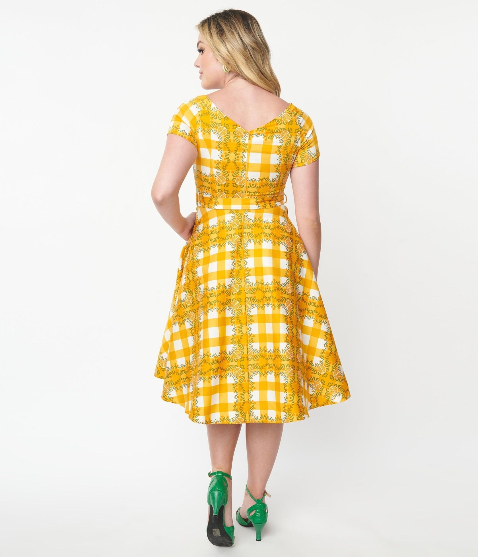 Orange Tree Gingham Swing Dress – Unique Vintage