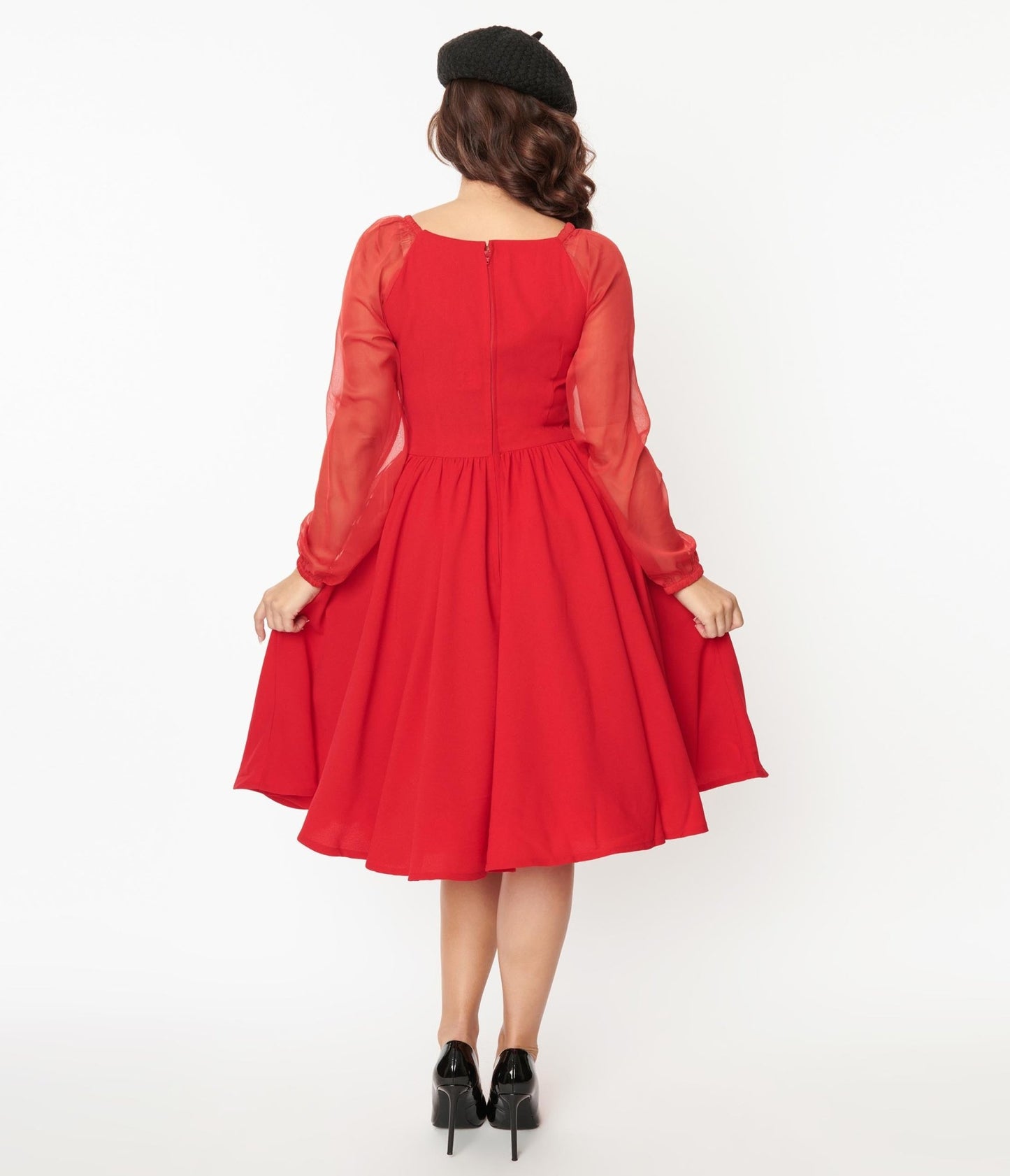 Red Chiffon Swing Dress – Unique Vintage