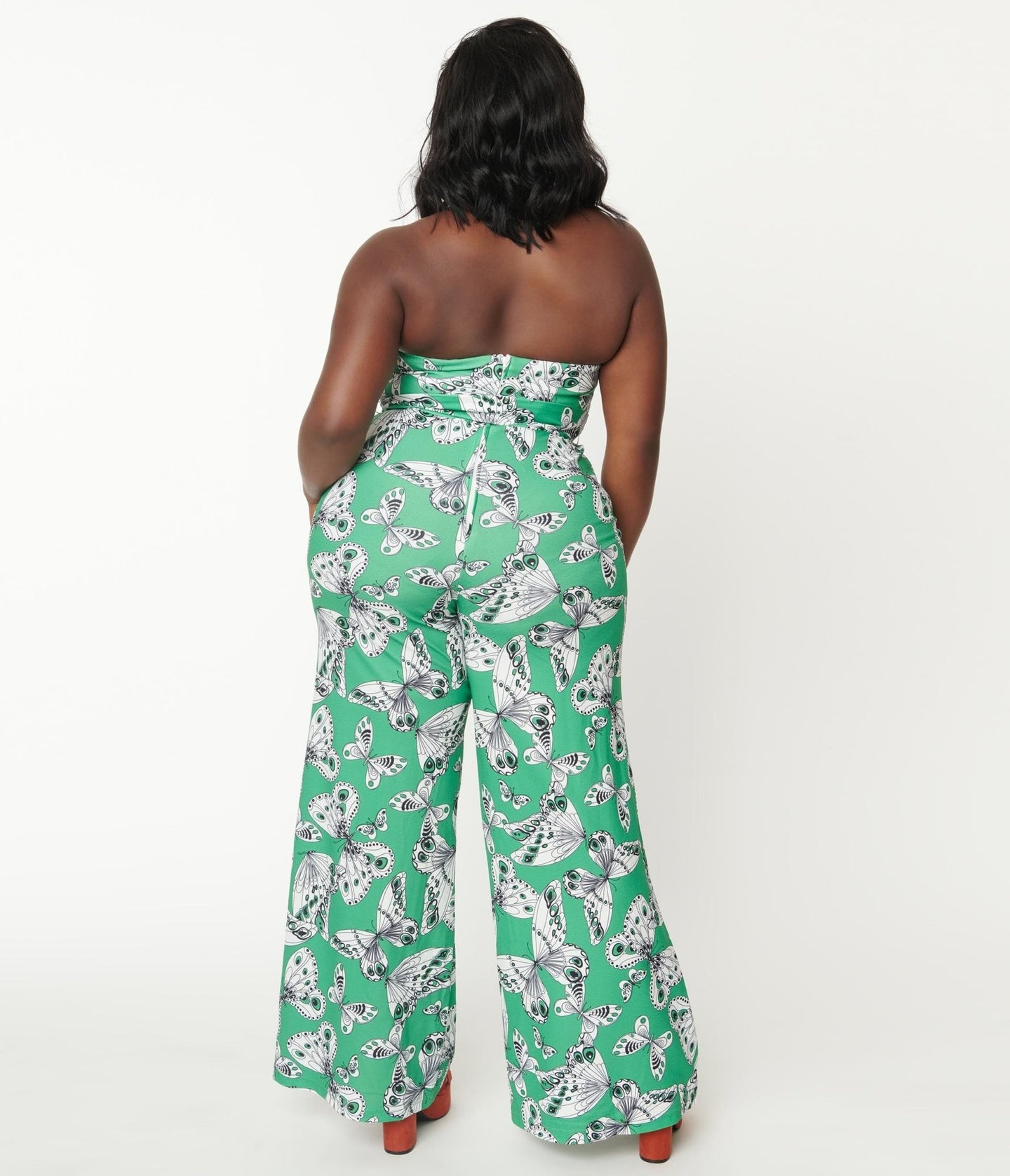 Smak Parlour Plus Size Green Butterfly Print Glamour Goddess Jumpsuit Unique Vintage