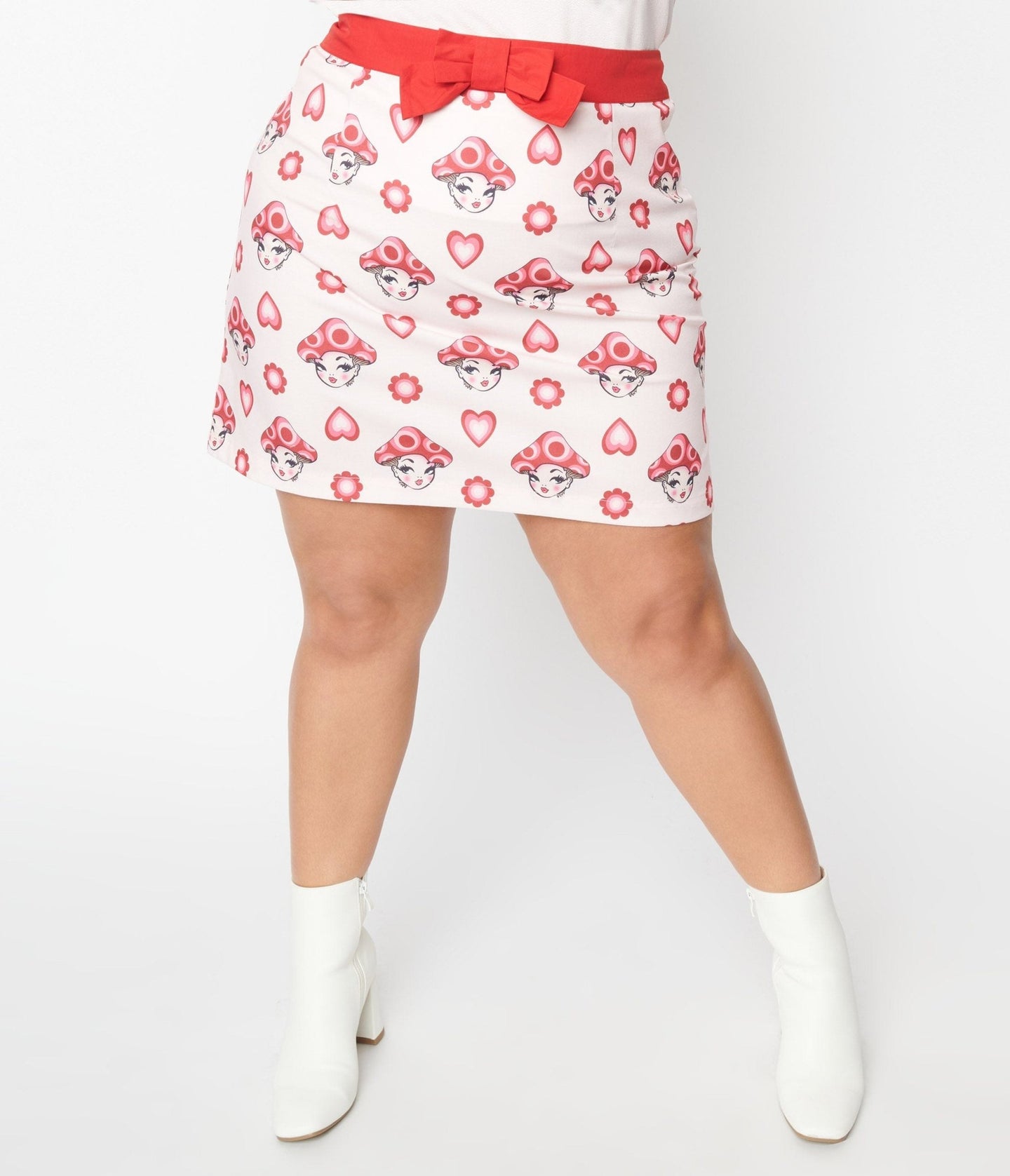 Smak Parlour Plus Size Pink & Red Madam Mushroom Mod Skirt – Unique Vintage